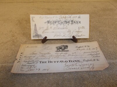 VGT 1927 BUFFALO BANK ~~1899 WESTERN UNION BANK NOTE CHECK PAPER DRAFT ...