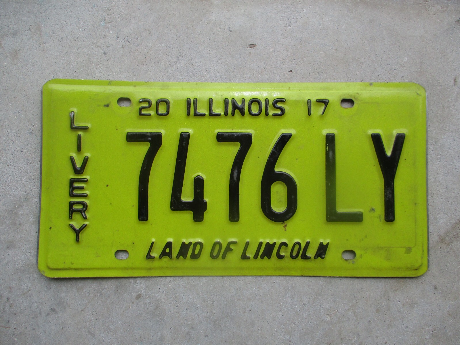 Illinois 2017 Livery license plate # 7476 | eBay