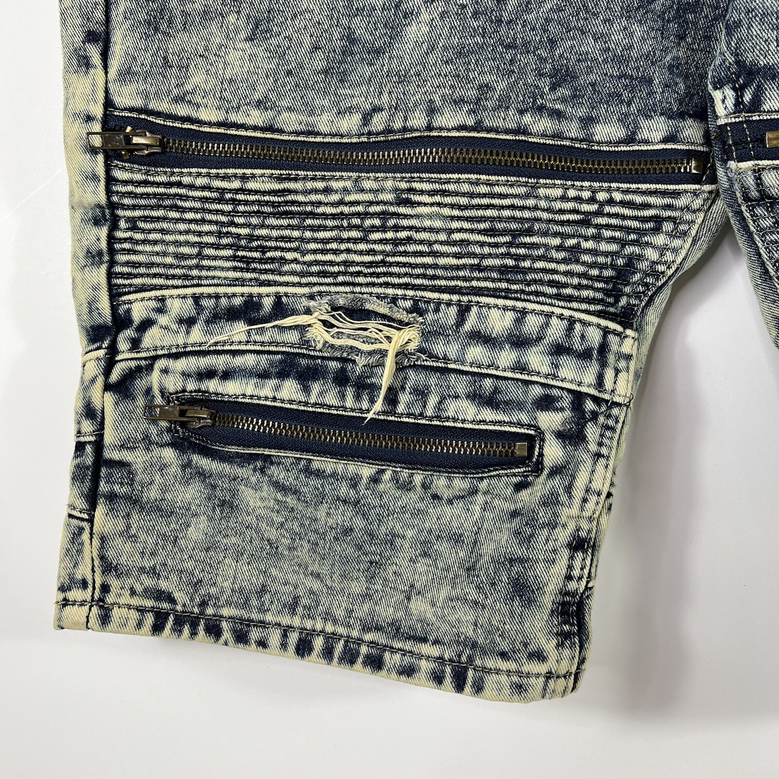 Blue Cult Denim Jean Shorts Distressed Acid Wash Zipp… - Gem