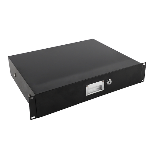 19" 2U Steel Plate DJ Drawer Equipment Cabinet with Keys Black | eBay