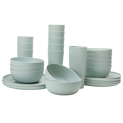 Mainstays 30pc Plastic Swirl Pattern Dinnerware Set, Soft Green | eBay