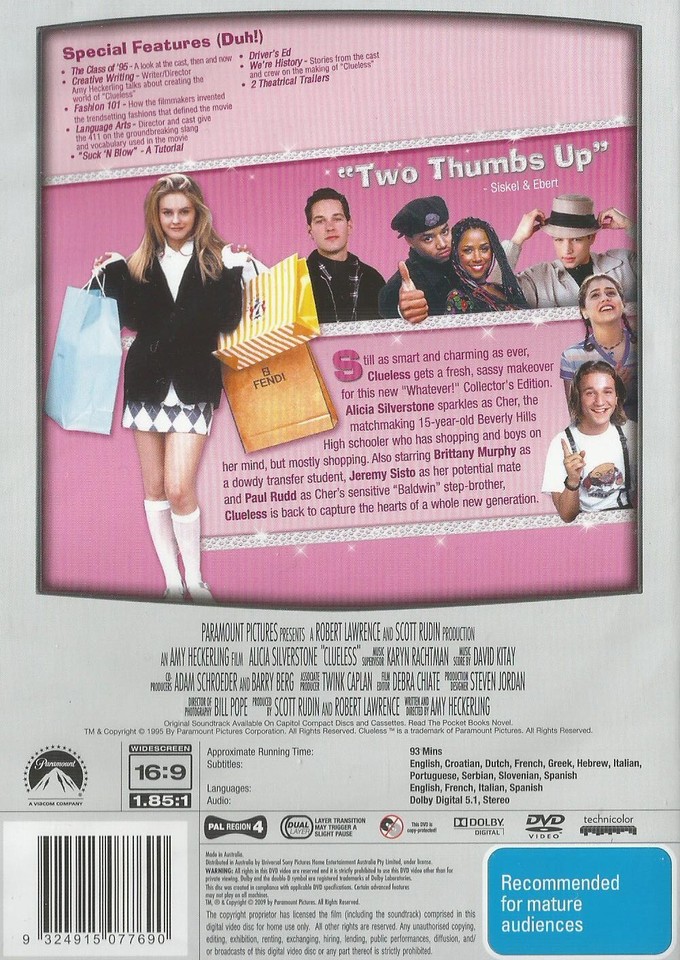 Clueless (Dvd/1995) "Whatever!" Edition Alicia Silverstone New & Sealed ...