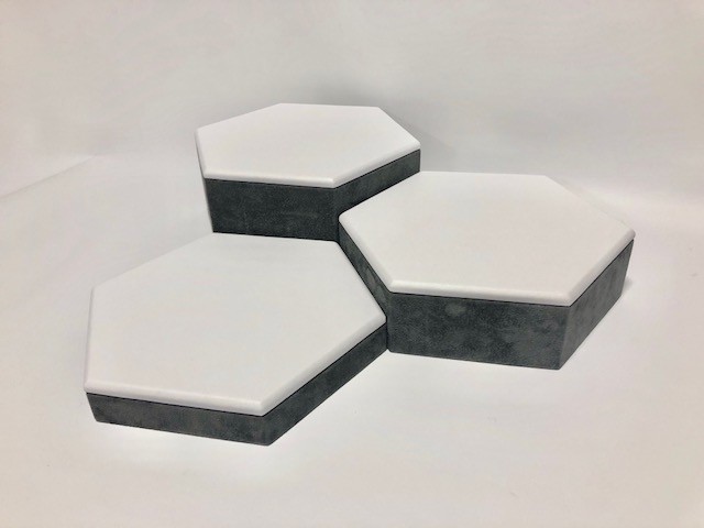 Set of 3 Hexagonal Display Risers / Blocks / Stands for Jewellery Ash ...
