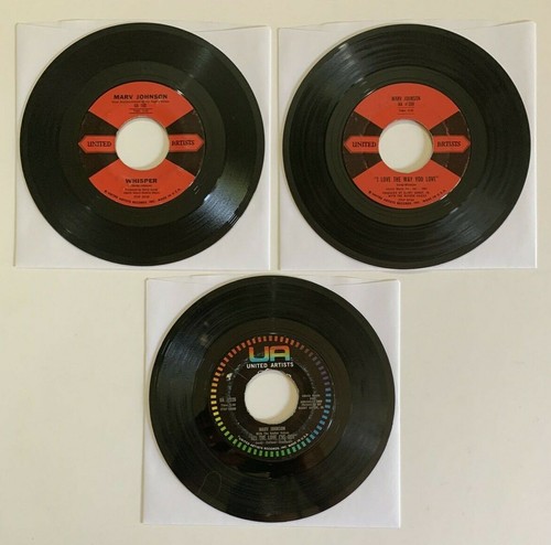 RARE Marv Johnson 45 RPM Vinyl 7" 3 Lot Records Whisper Let Me Love You ...