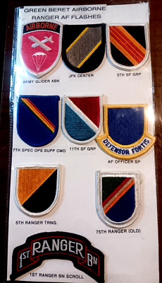 NOS SPEC OPS GREEN BERET AIRBORNE RANGER FLASH & PATCHES REGULATION COLLECTION | eBay