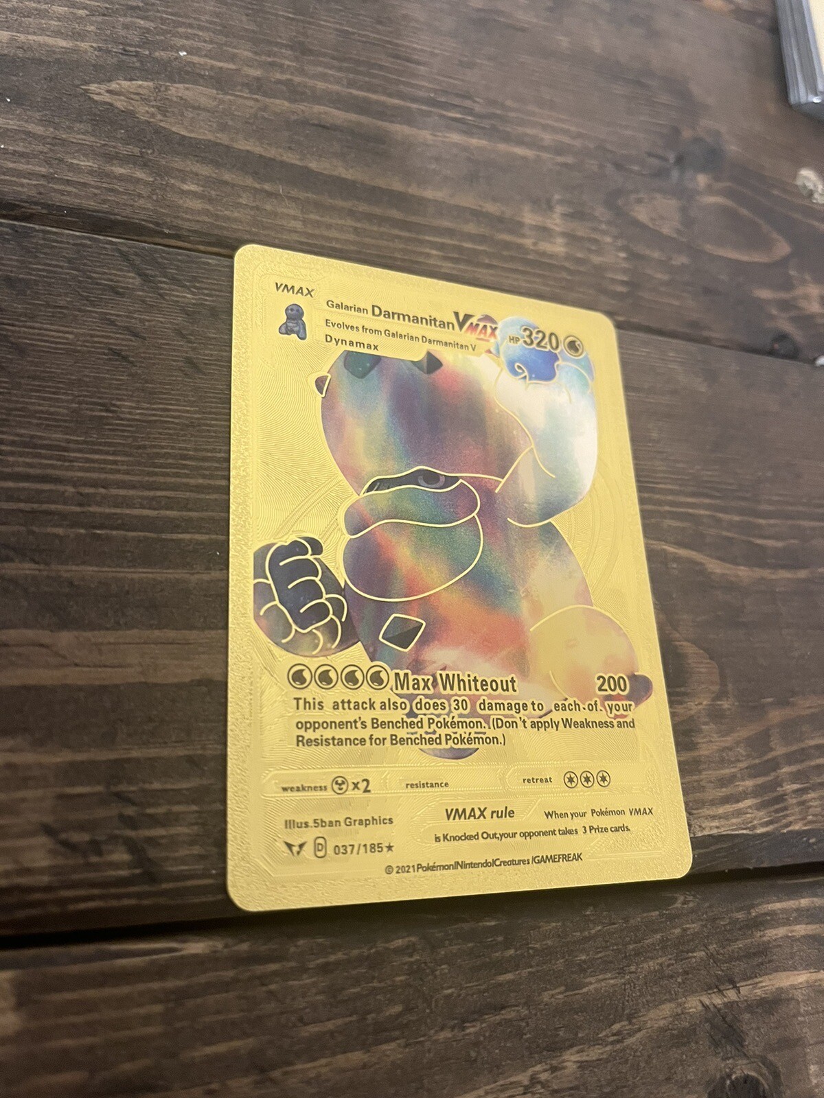 Pokemon Galarian Darmanitan VMax Dynamax 320 HP Gold Foil Card 037/185 ...