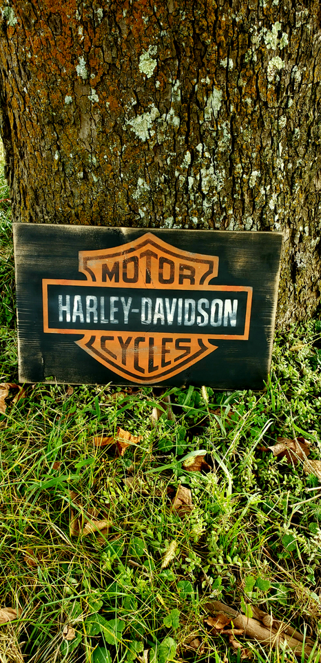 Large Harley Davidson Wooden / Wood Sign Bar And Shield | eBay