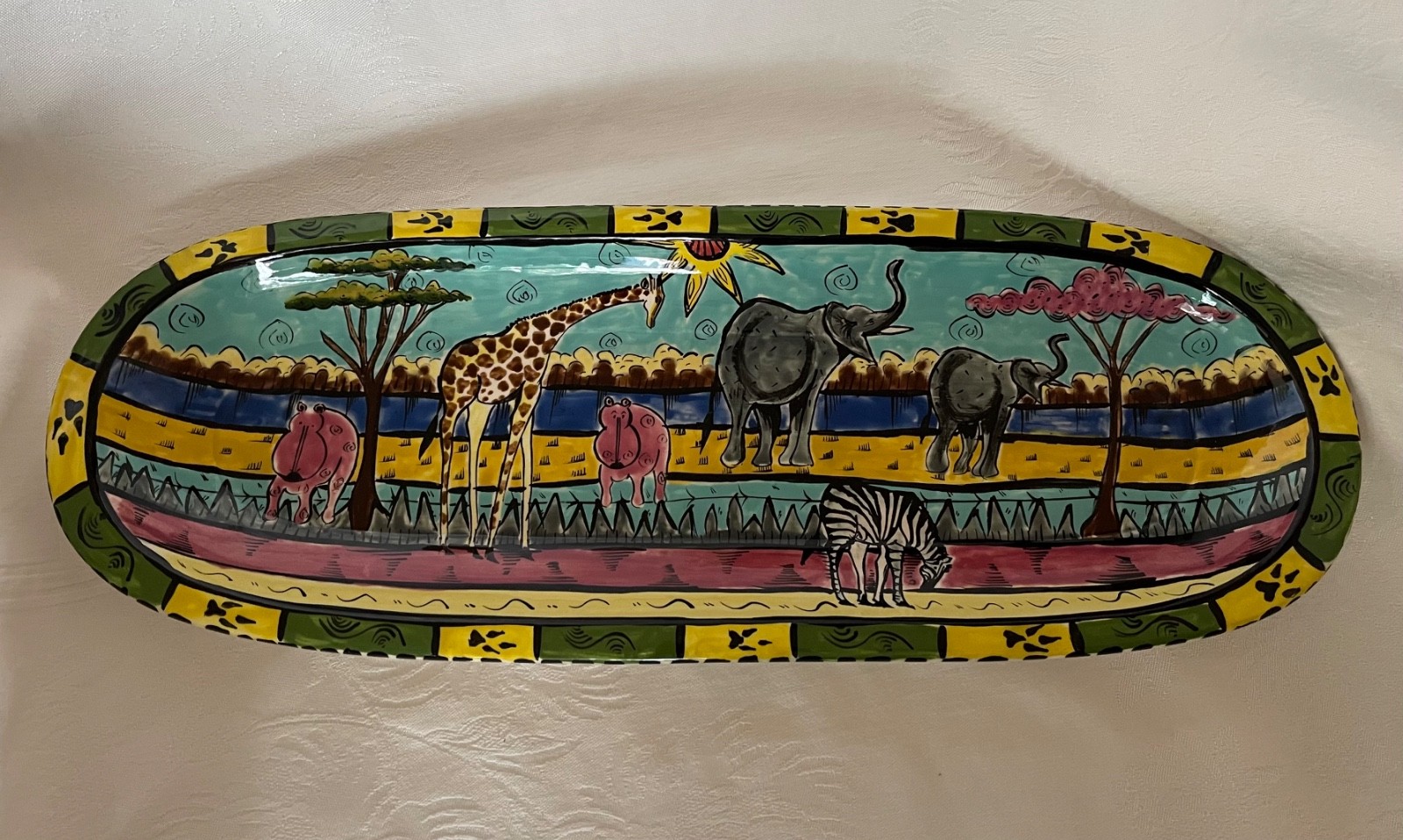 2000 Penzo Zimbabwe Africa Pottery - LARGE 18" Oval Tray / Platter | eBay