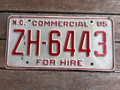 North Carolina NC License Plate Tag JUN 2009 FOR HIRE WRECKER RAMP ...