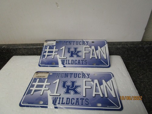 Qty Lot (2) Kentucky Wildcats "#1 UK FAN" Metal License Plate / Car Tag ...