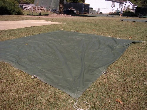 MILITARY SURPLUS AMMO TARP 12 x12 HAY EQUIPMENT COVER TENT FLOOR TRUCK ...