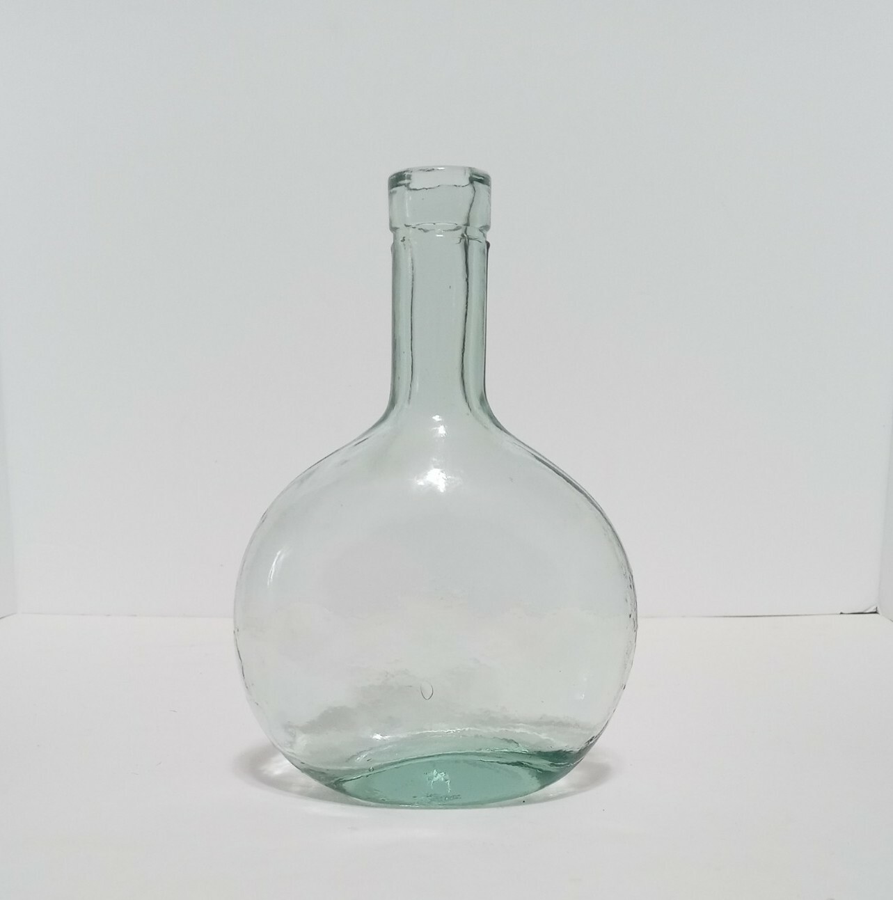 Vintage Aqua Pumpkin Seed Flask Bottle Small 7 1/2” Tall Clear Blue ...