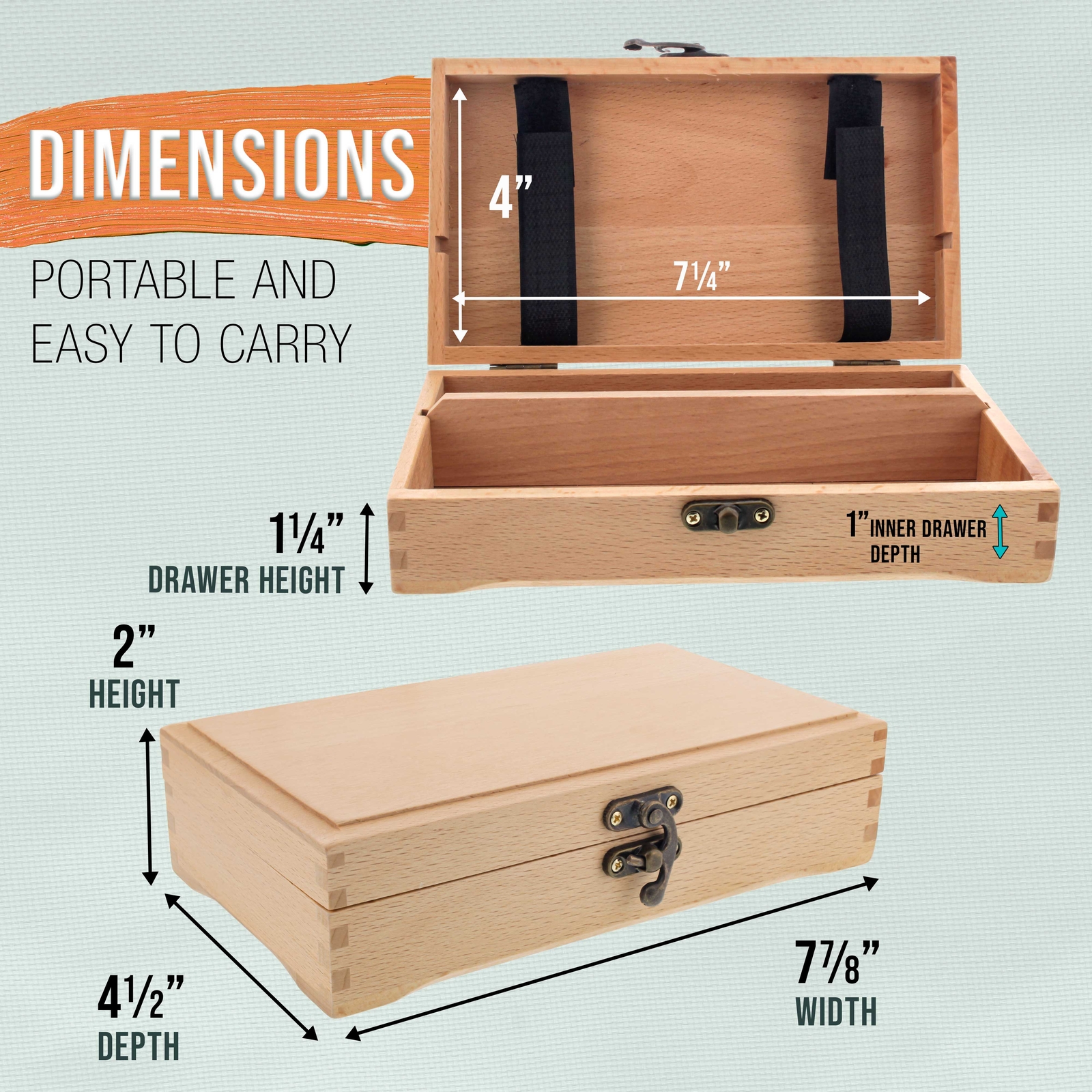 US Art Supply Small Artist Tool and Brush Storage Box with Locking ...