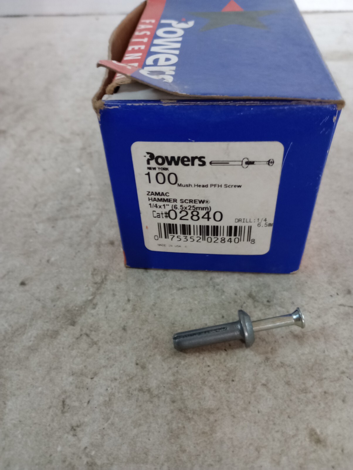 POWERS Mush Head PFH Screws Hammer Screw 1/4 inch P/N 02840 for sale ...