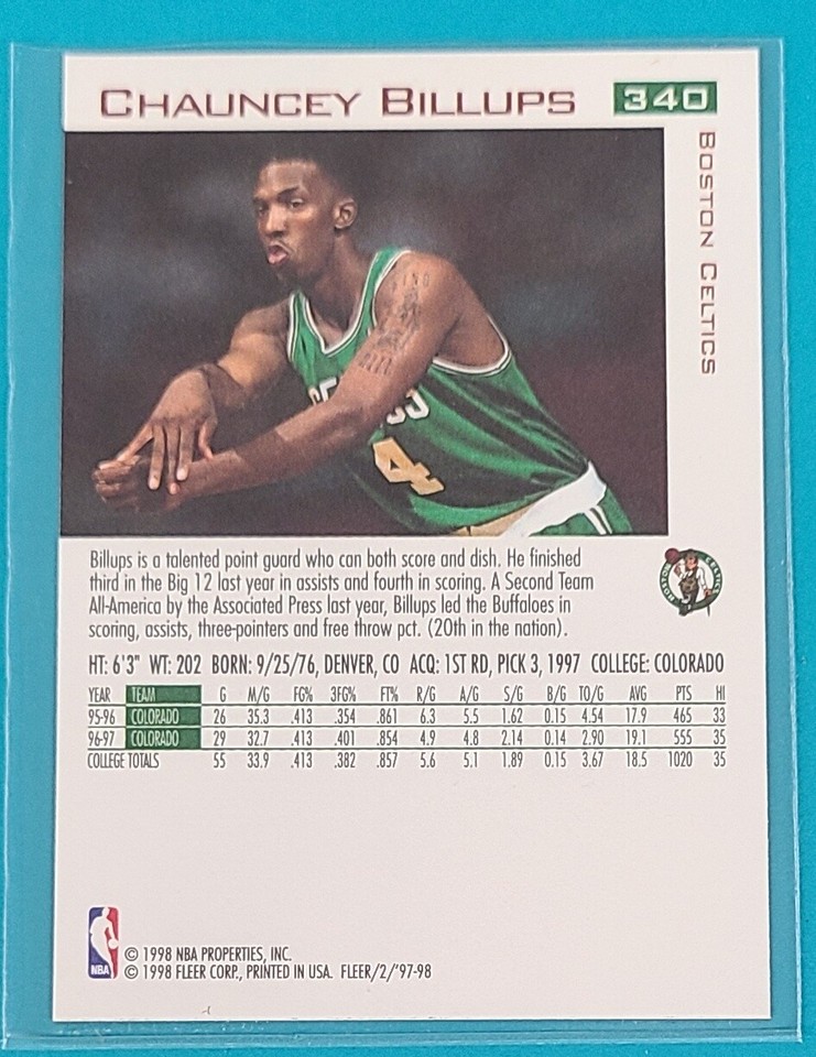 1997-98 Fleer RC #340 Chauncey Billups Boston Celtics BASKETBALL Card ...