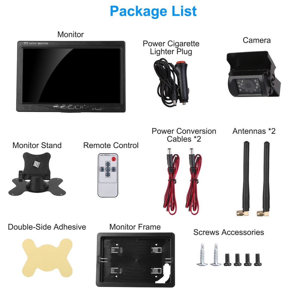 Wireless Backup Rear View Camera System Car 7" Monitor Night Vision For ...