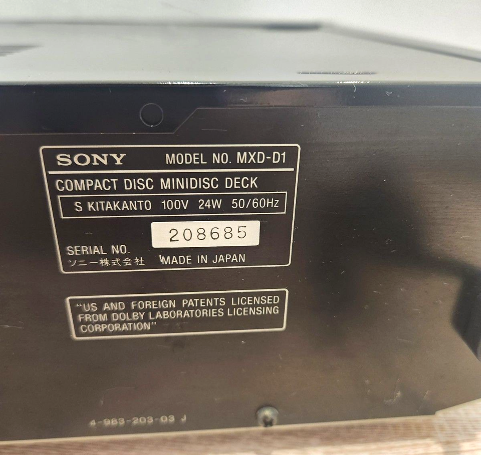 SONY MXD-D1 CD MD Deck Digital Recording Optical In Out Remote Manual ...