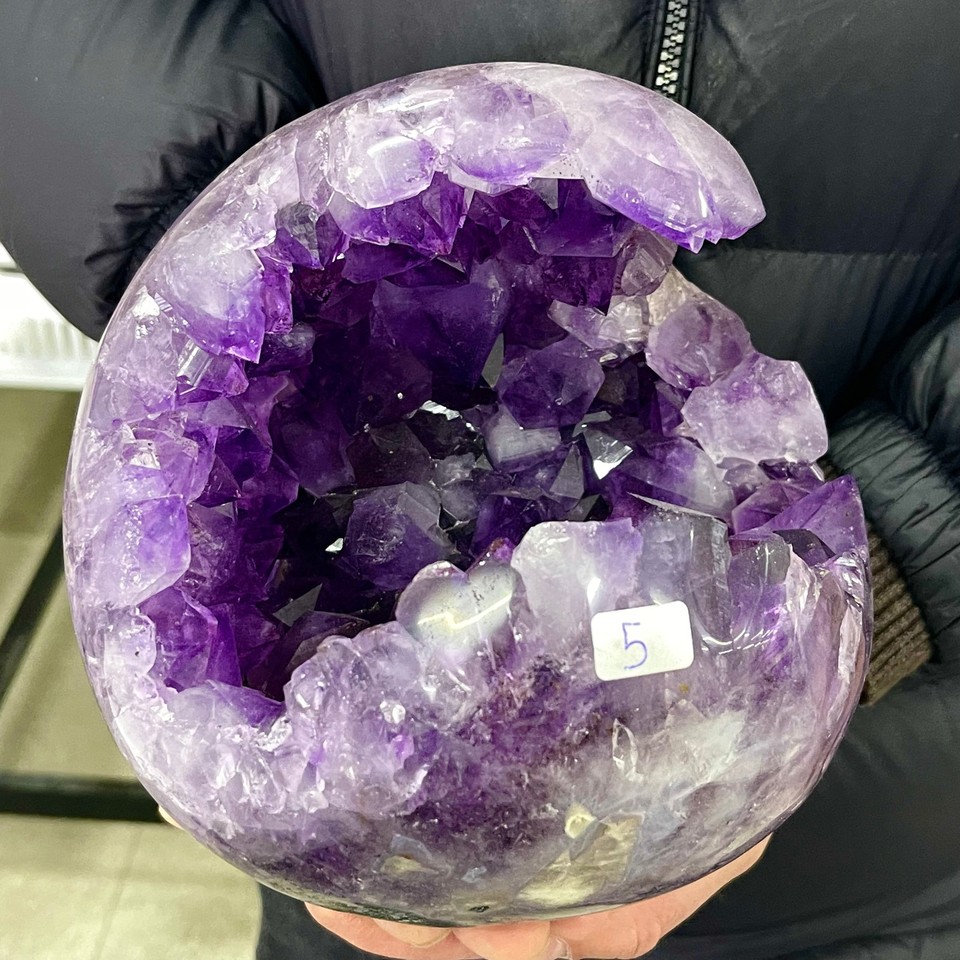 11.15LB TOP Natural Amethyst geode quartz carved crystal Polishing ...