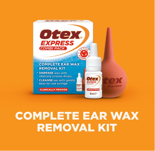Otex Express Combi Pack Complete Ear Wax Ear Drops & Syringe Removal ...