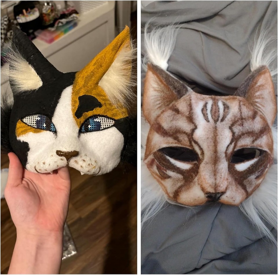 10PCS Cat Masks - White Therian for Masquerade, Halloween, Kids... | eBay