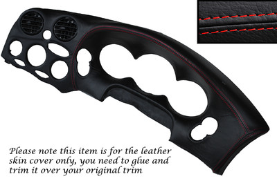 RED STITCH DASH SPEEDO SURROUND LEATHER COVER FITS HYUNDAI COUPE MK1 96 ...