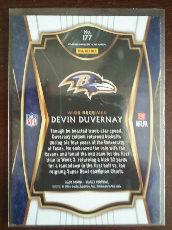 DEVIN DUVERNAY 2020 PANINI SELECT PREMIERE LEVEL ROOKIE FOOTBALL CARD ...