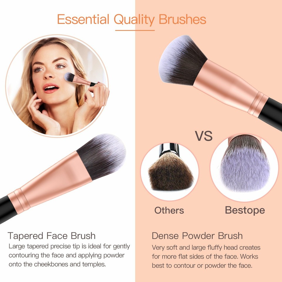BESTOPE Makeup Brushes 16 PCs Makeup Brush Set Premium Synthetic ...