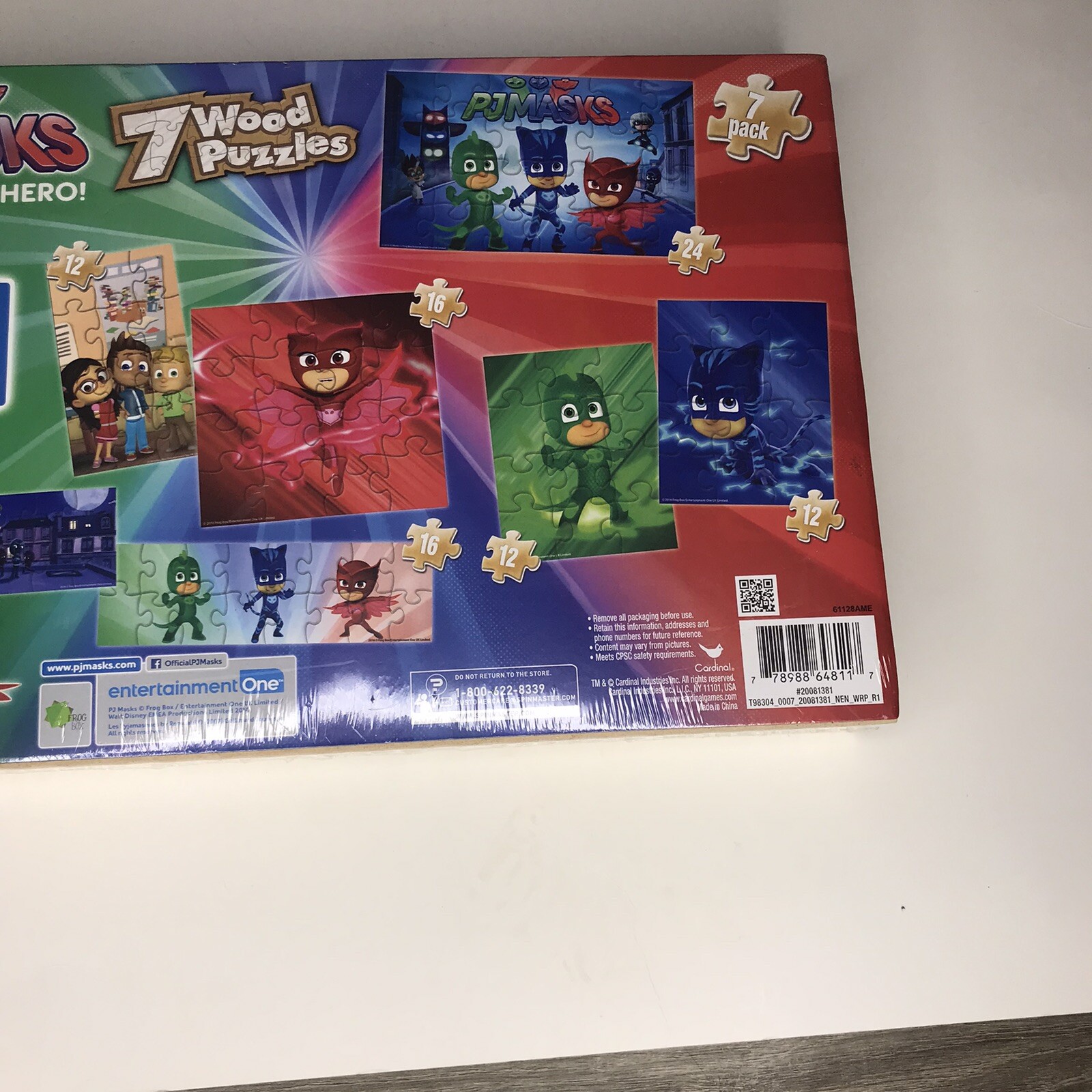 PJ Masks 7 Wood Puzzles in Wooden Storage Box Cardinal Industries Brand ...