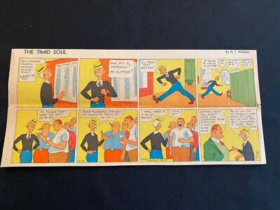 #08 THE TIMID SOUL by H.T. Webster Lot of 2 Sunday Third Page Comic ...