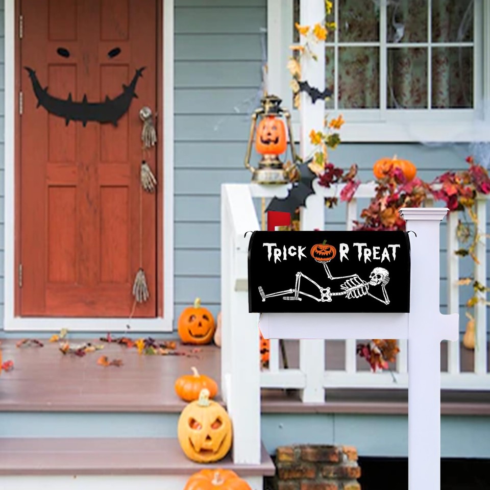 Halloween Skull Mailbox Cover 21x18 Inch, Trick Or Treat Post Letter ...