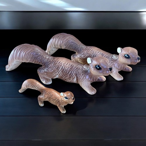 Vintage Ceramic Squirrel Family Figurines Statues 14” 7” Japan MCM Boho ...