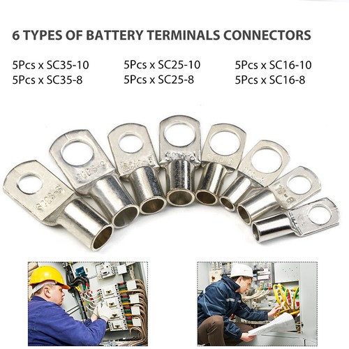 30pcs Wire Terminal For Motorcycles Heavy Duty Battery Assorted Crimp ...