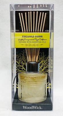 1 Yankee Candle WoodWick Reed Diffuser PINEAPPLE GUAVA Oil Diffuser KIT ...
