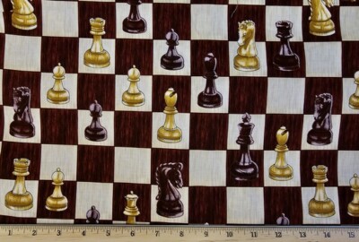 TIMELESS TREASURES Fabric - CHESS BOARD - by the HALF yard (18") | eBay