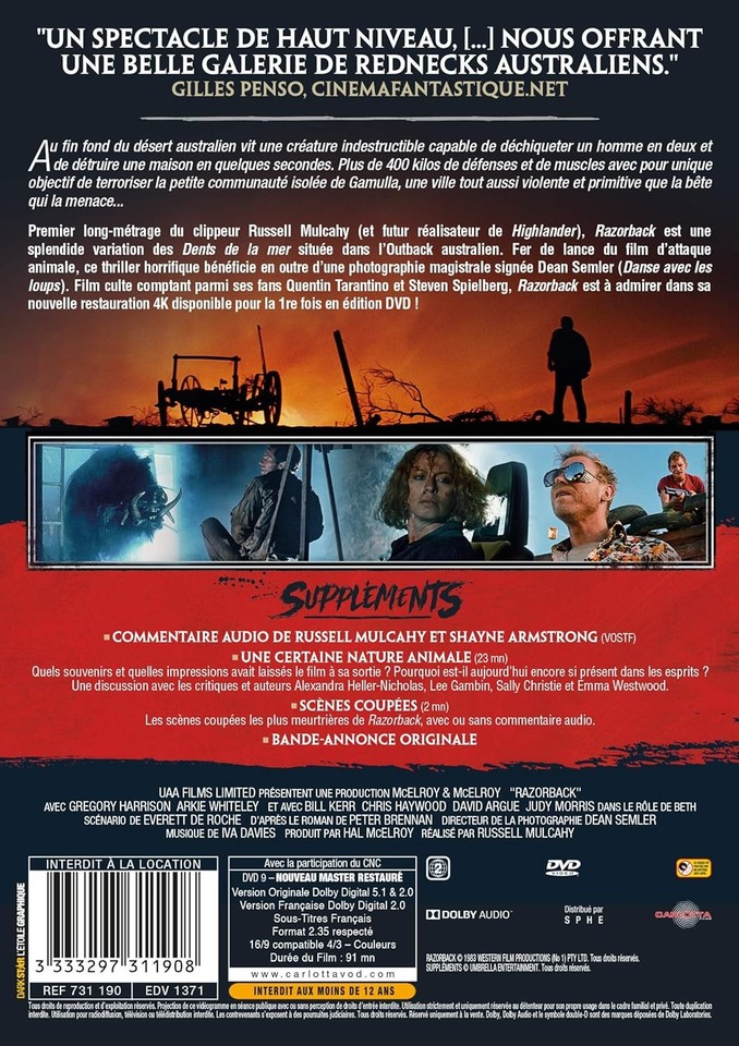 Razorback (DVD) Gregory Harrison Arkie Whiteley Russell Mulcahy (UK ...