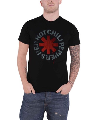 Red Hot Chili Peppers T Shirt Stencil Band Logo new Official Mens Black ...