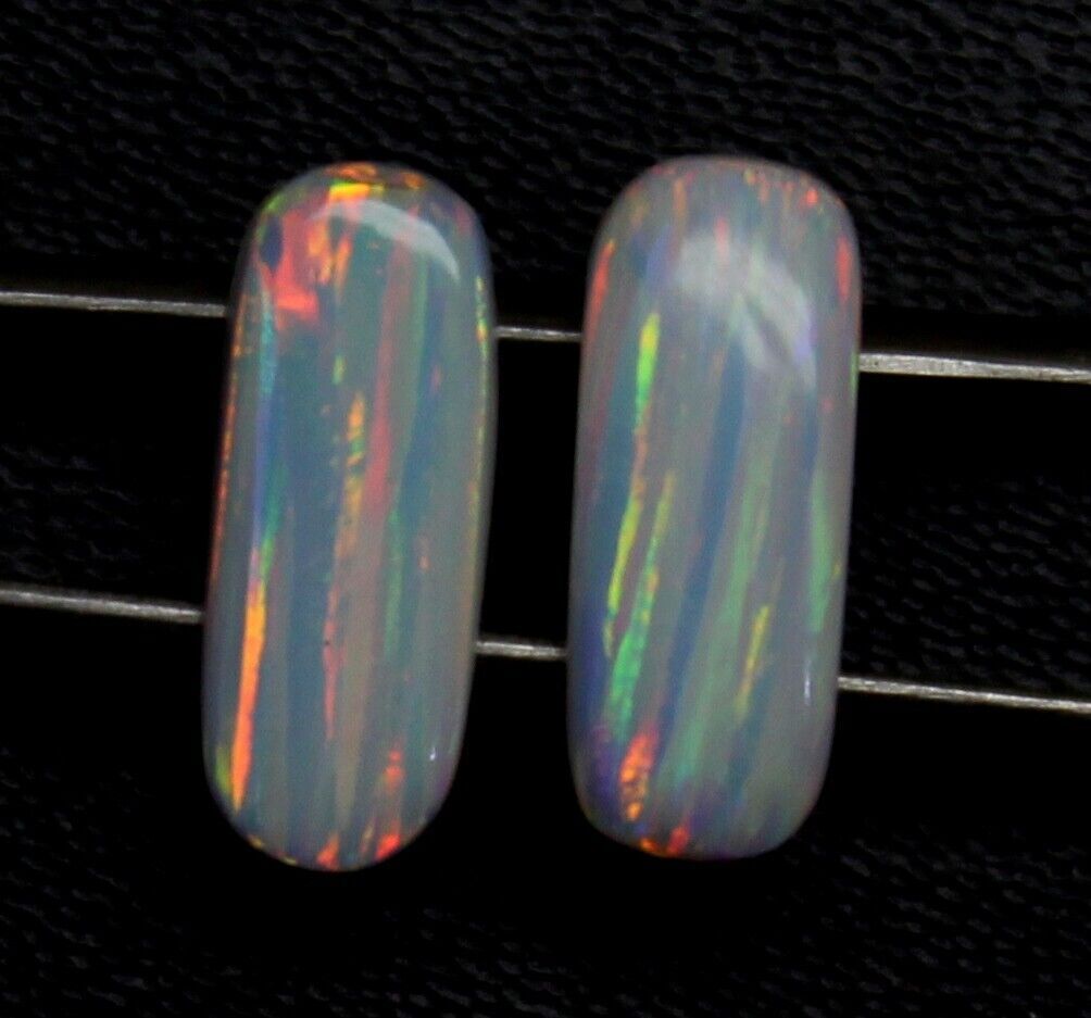 2 pcs Pair Multi Chinese Opal Cabochon 16x6.5 mm Oval Shape AAA Loose ...