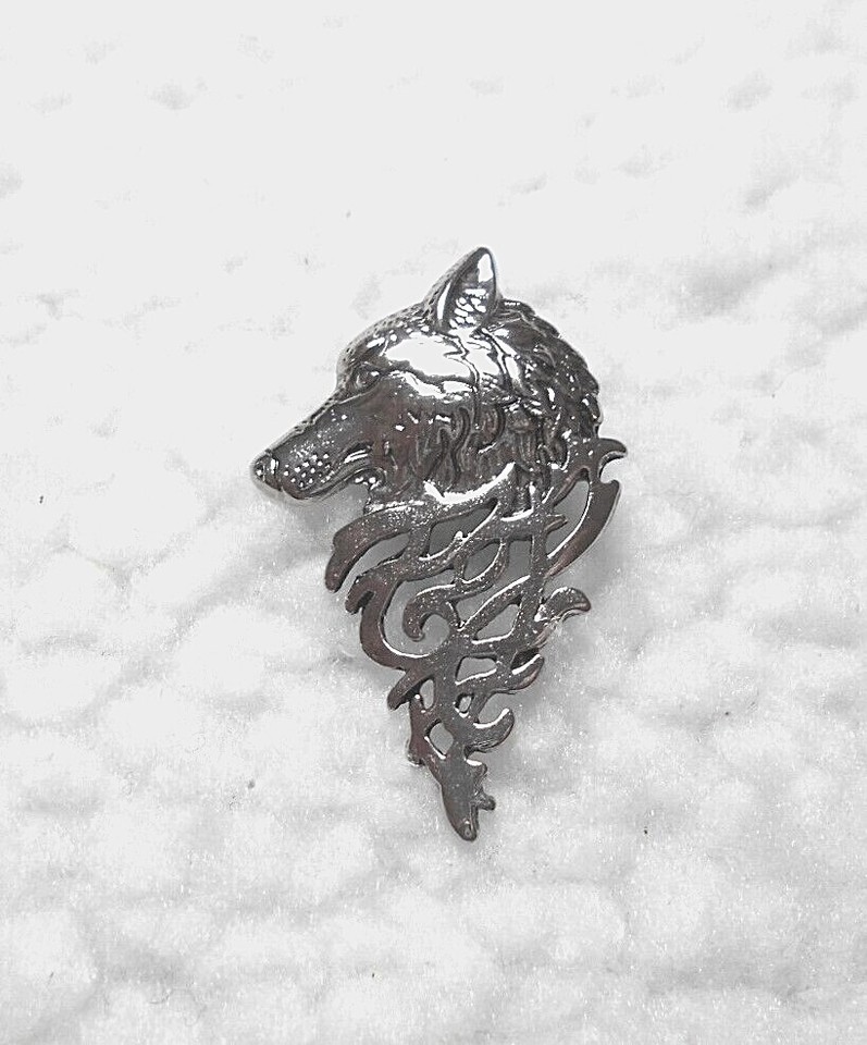 Wolf Pin Brooch, 53mm x 32mm, Silver or Gold | eBay UK