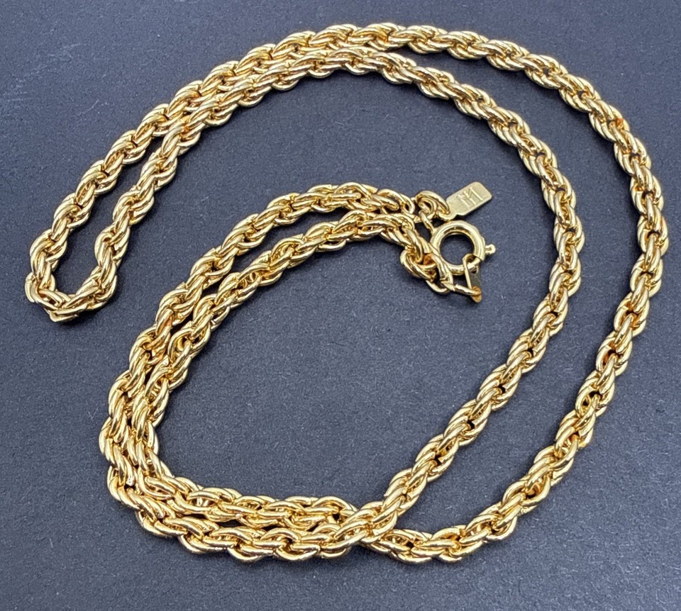 Vintage Merlite Gold Tone Filled Rope Chain Necklace 20in - O8 | eBay