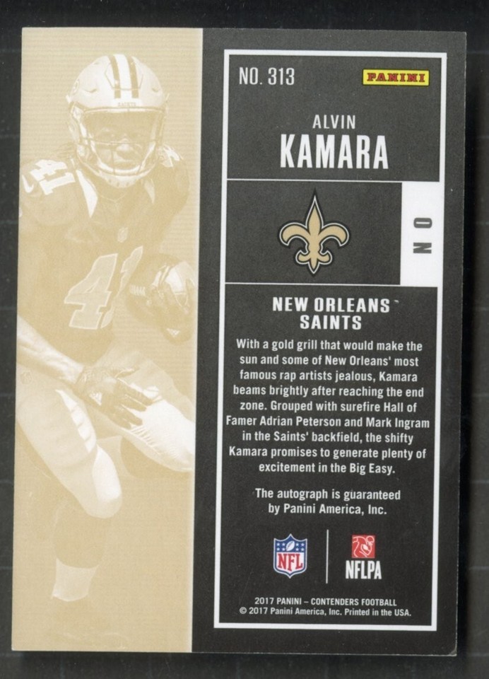 2017 Panini Contenders Alvin Kamara Rookie Ticket Auto Saints RC ...