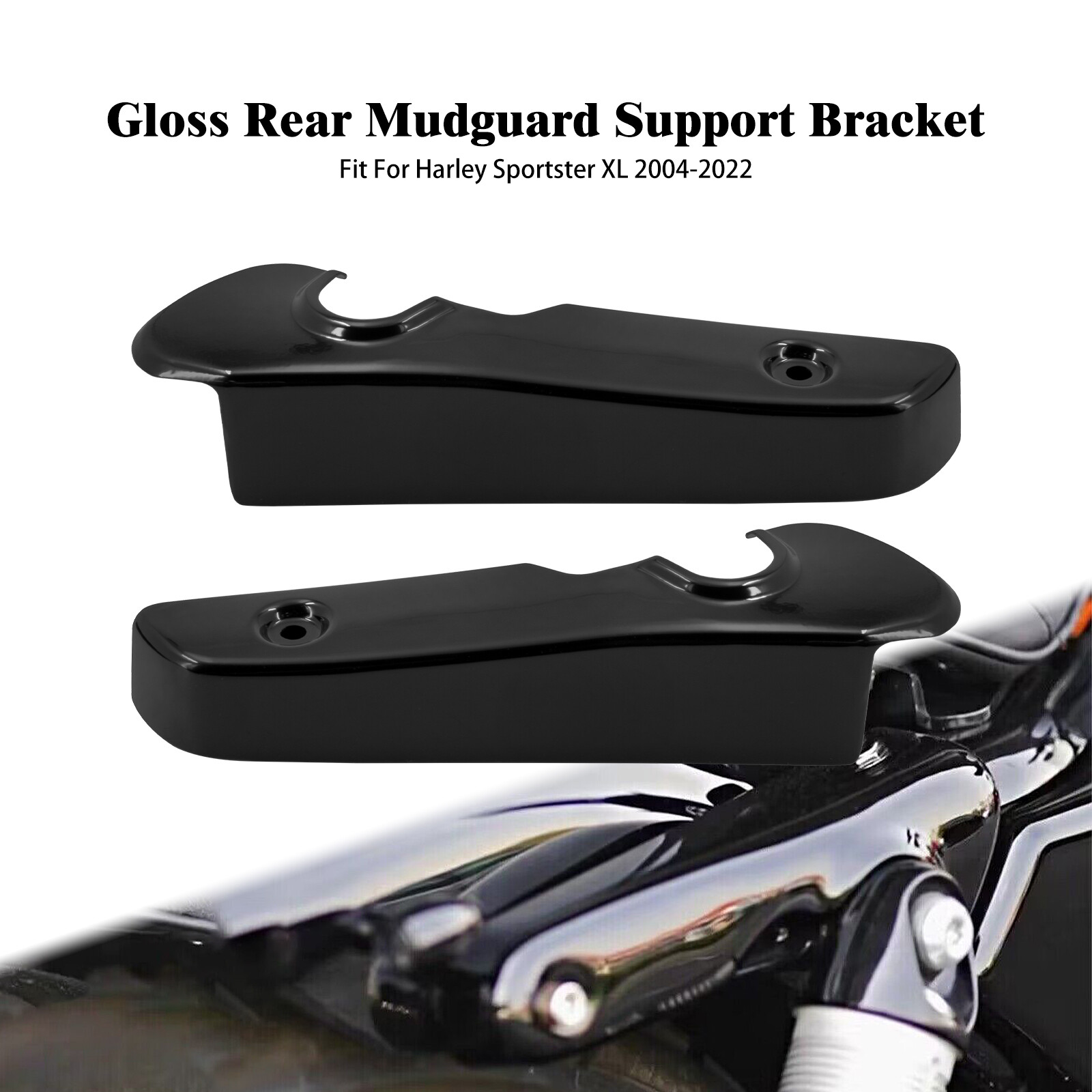 Gloss Black Short Rear Fender Support Bracket Covers For Harley 04-22 ...