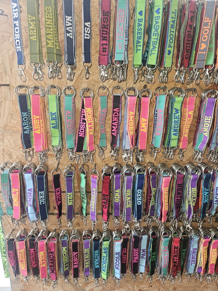 Personalized Embroidered Strap Key Rings Keychains with Attachment ...