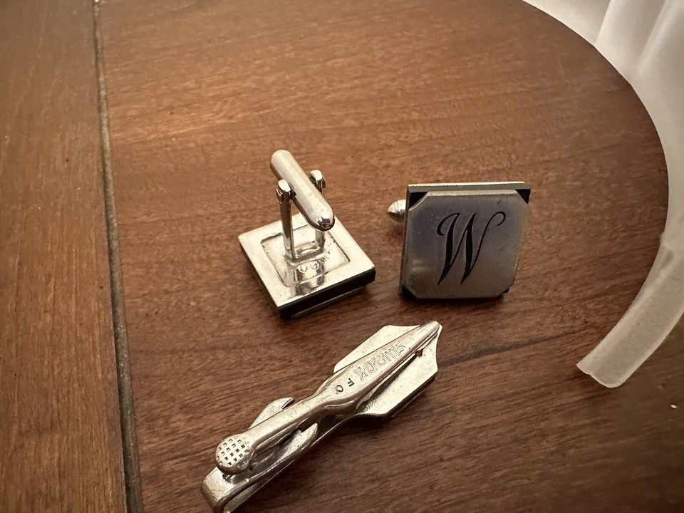 W Initial Monogram Letter SWANK Cufflinks tie clip set | eBay