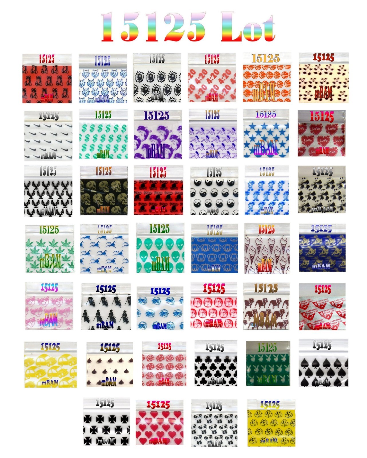 200 15125 RAINBOW COLOR LOT APPLE MINI ZIP BAGGIES BLUE PINK ORANGE+ 1 ...