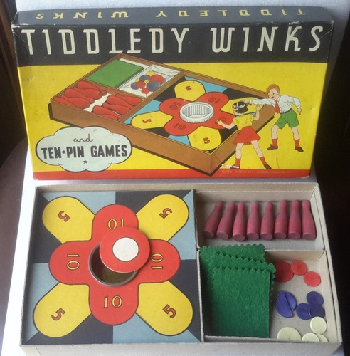 Antique Tiddledy Winks Ten Pin Game Original Box Whitman Publishing no ...