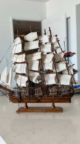 USS Valiant Wooden Model Ship 17” Tall – Vintage Navy Frigate Replica ...