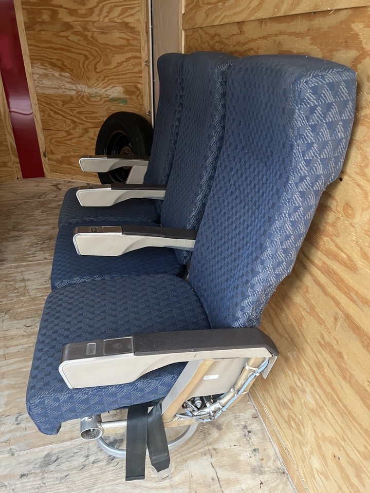 Authentic Aircraft Row of 3 Seats Airplane Flight Chairs Pilot Sky | eBay