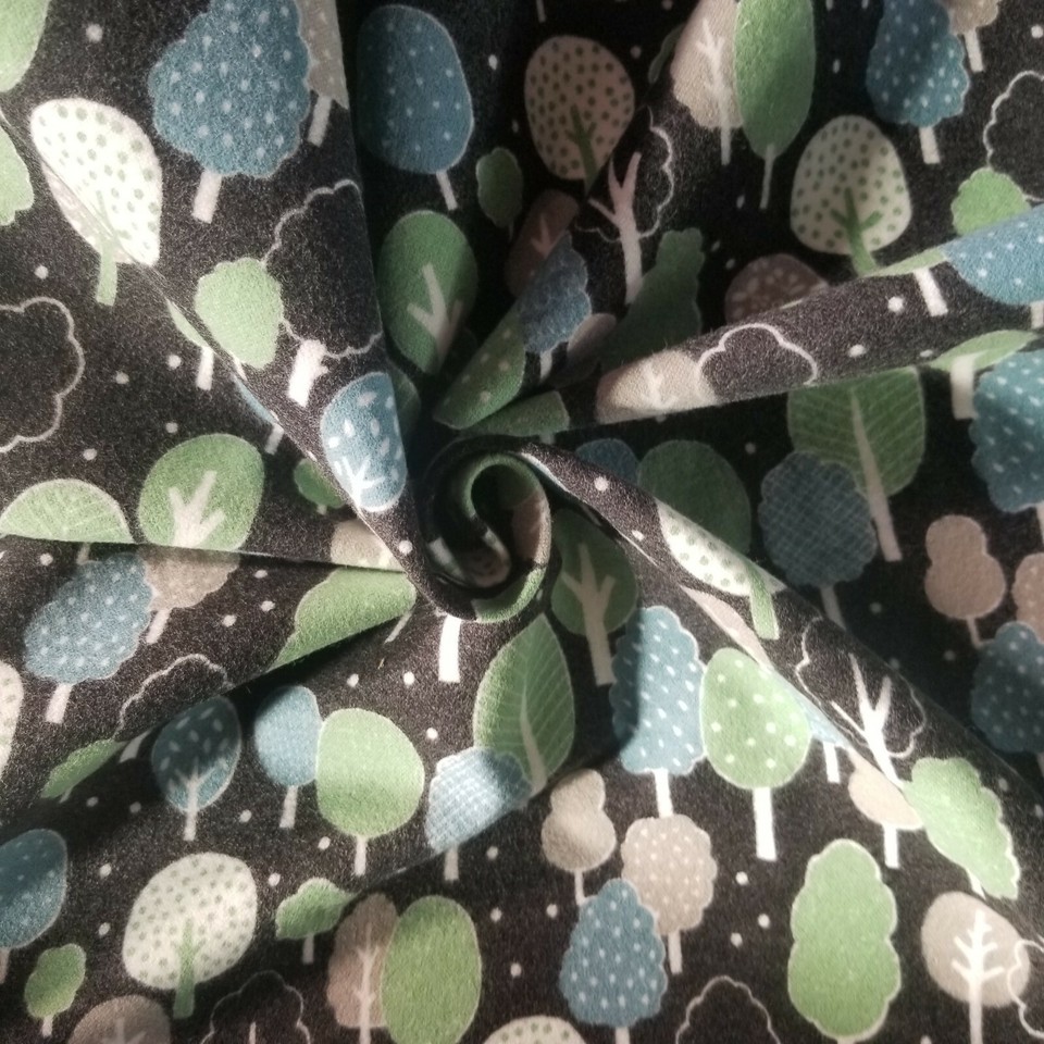Pretty Trees on Black Japanese Cotton Flannel- Perfect for Fall and ...
