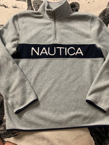 Nautica Script 1/4 Fleece Zip Up Sweater Mens Large | eBay