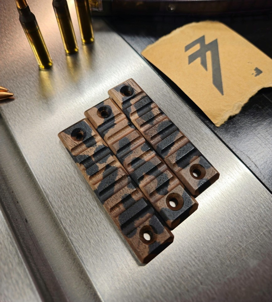 Wood Mlok & Keymod Rail Cover LARGE GROOVES Texture -CAMO WALNUT *1 ...